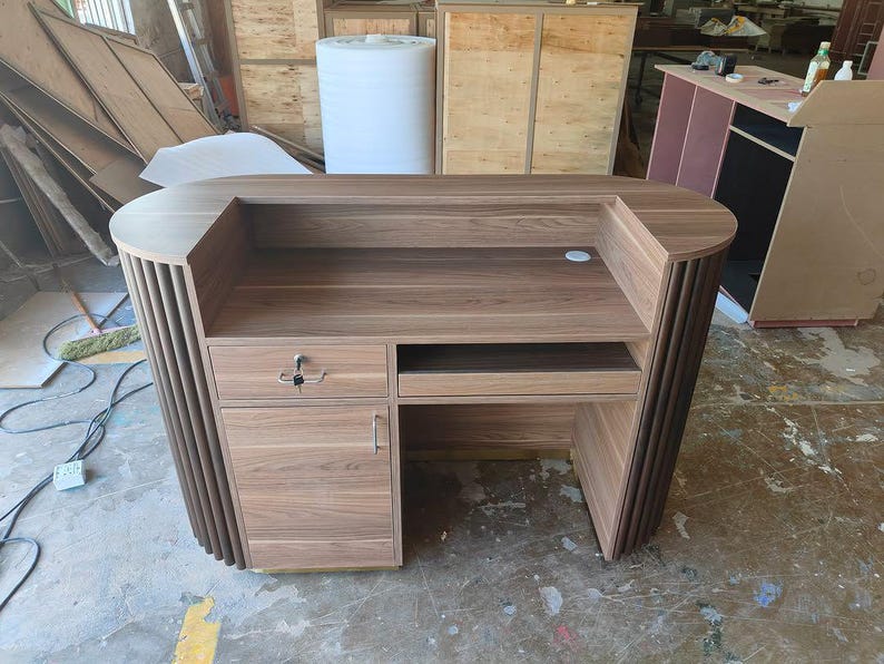 Rounded Ribbed Reception Desk - Etsy