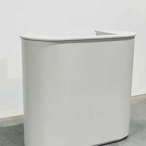 Compact White Reception Desk With Curved Design - Etsy