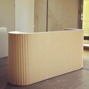 Curved Wood Slat Reception Desk - Etsy
