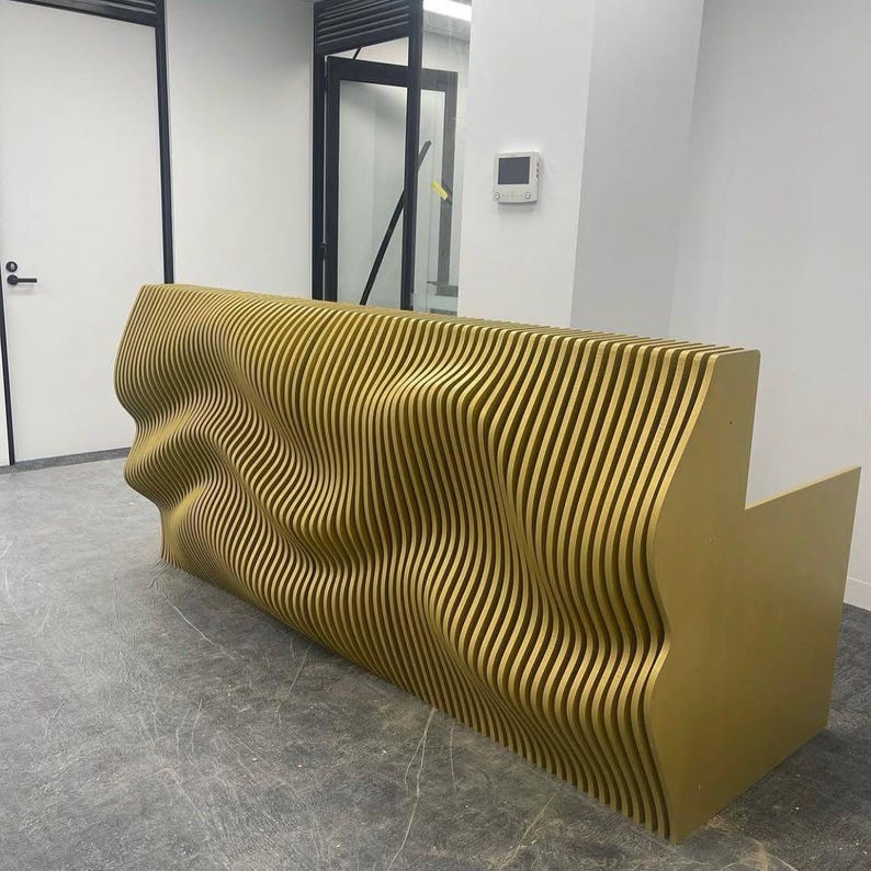 Wavy Gold Reception Desk - Etsy