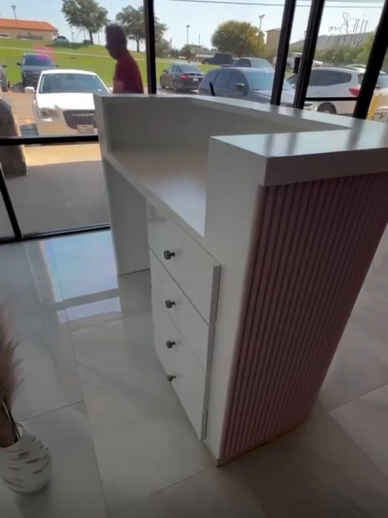 Luxury Blush Pink Reception Desk – Modern Salon & Boutique Counter - Etsy