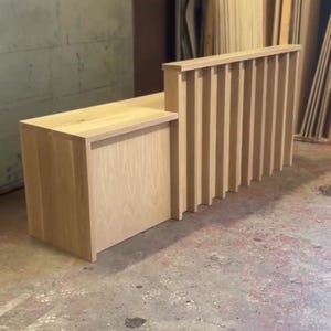 Modern Slatted Wood Reception Desk – Custom Handmade Front Counter - Etsy