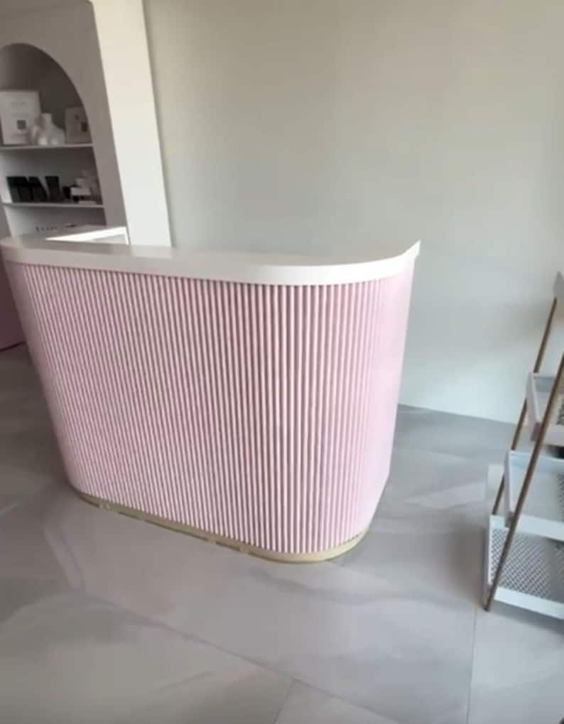 Luxury Blush Pink Reception Desk – Modern Salon & Boutique Counter - Etsy
