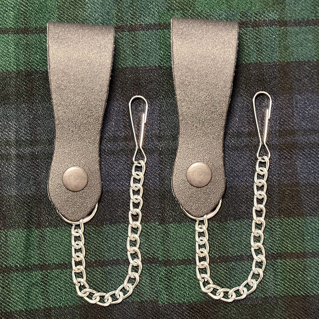 Adjustable Leather Sporran Chain Suspender With Heavy Metal Clips - by ...