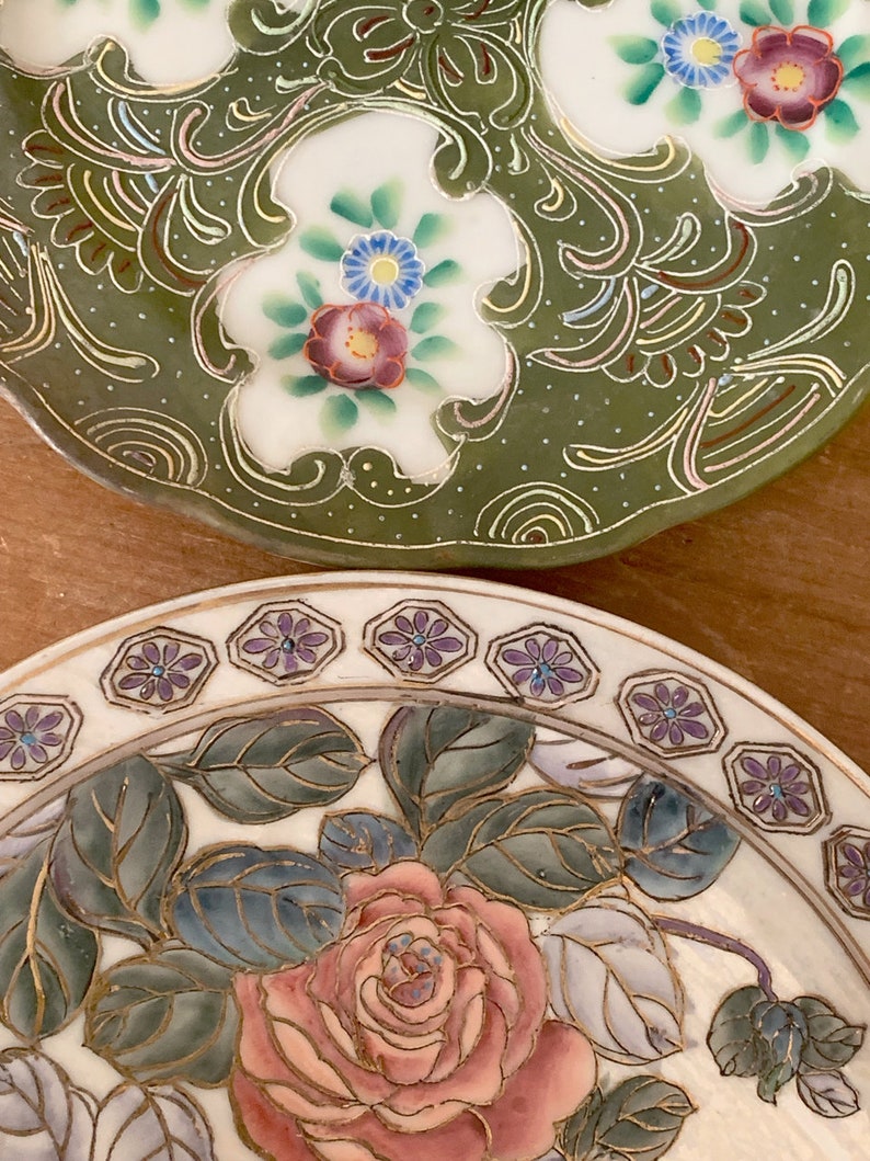 Vintage Decorative Plates Toyo Painted Roses Ardart Occupied - Etsy