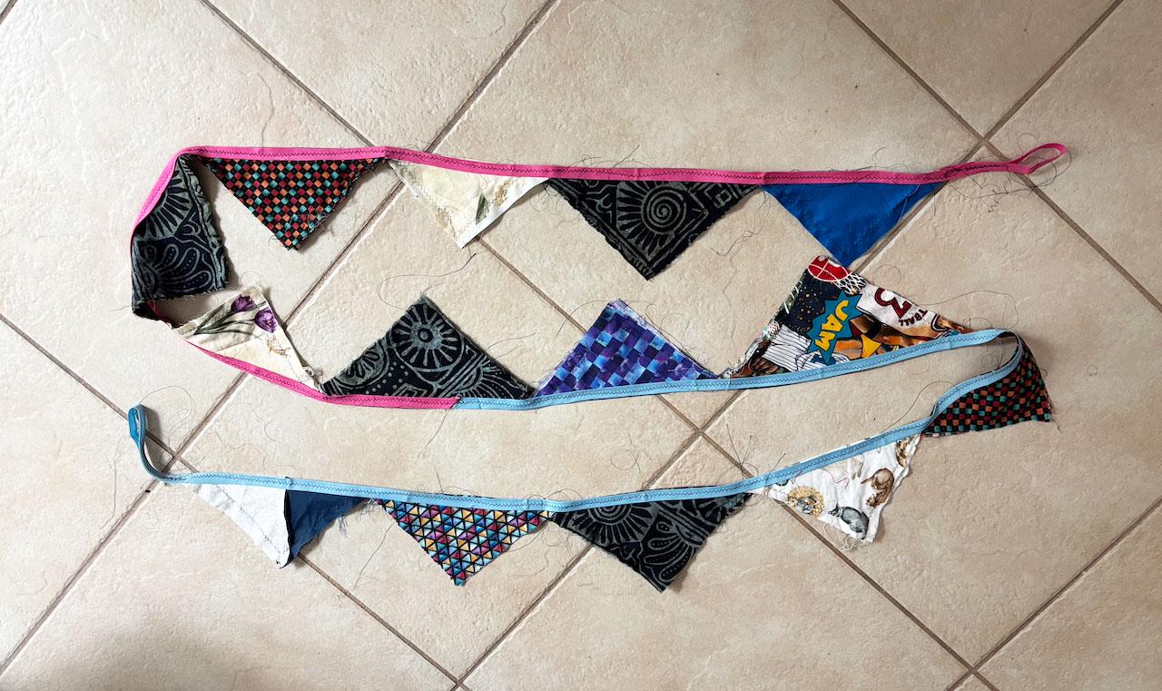 Handmade Scrappy Fabric Flag Bunting Scrappy Scrap Fabric Repurposed ...