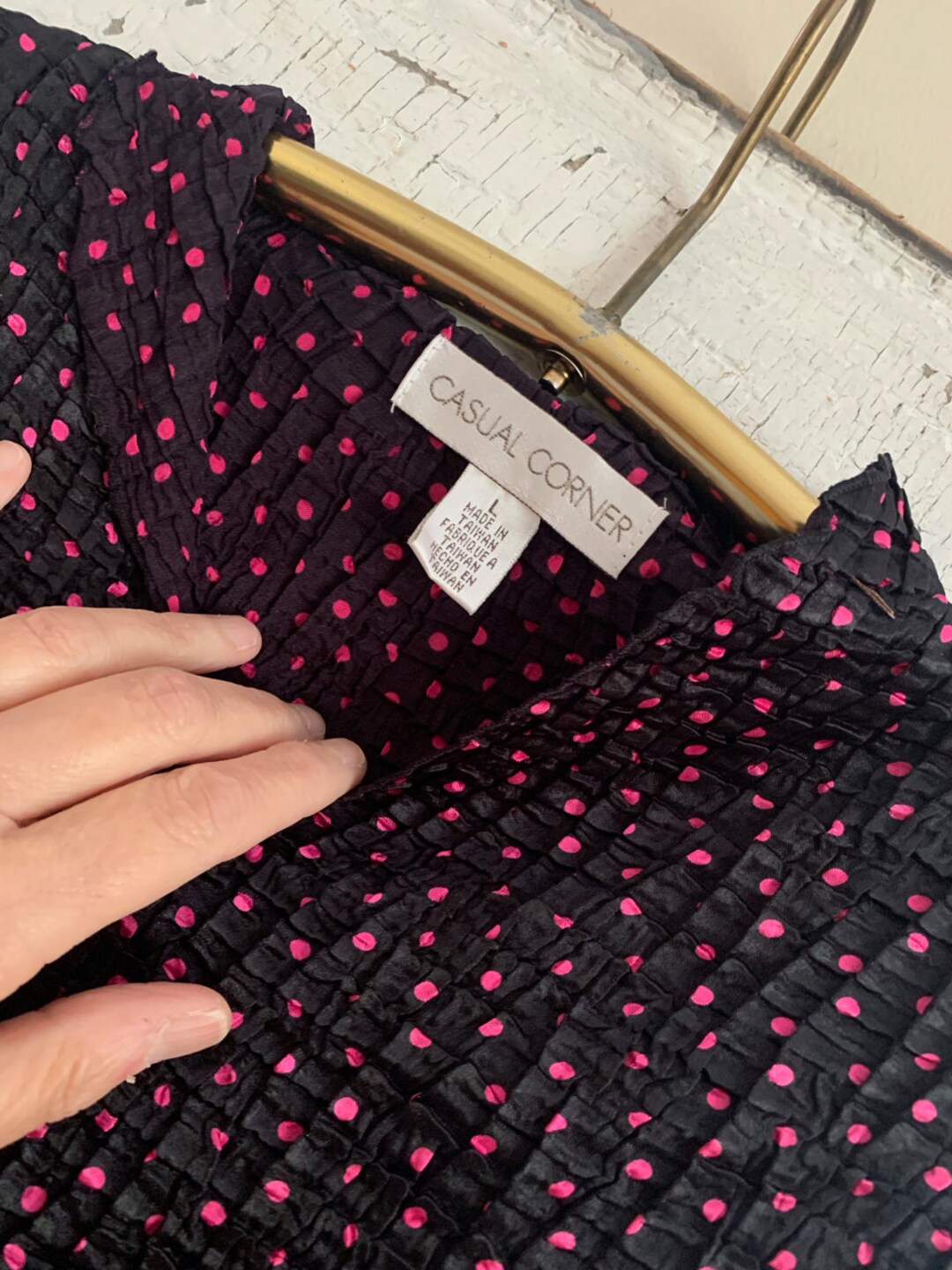 Vintage Size L Casual Corner Dotty Stretch Popcorn Crinkle Top Y2k 90s ...