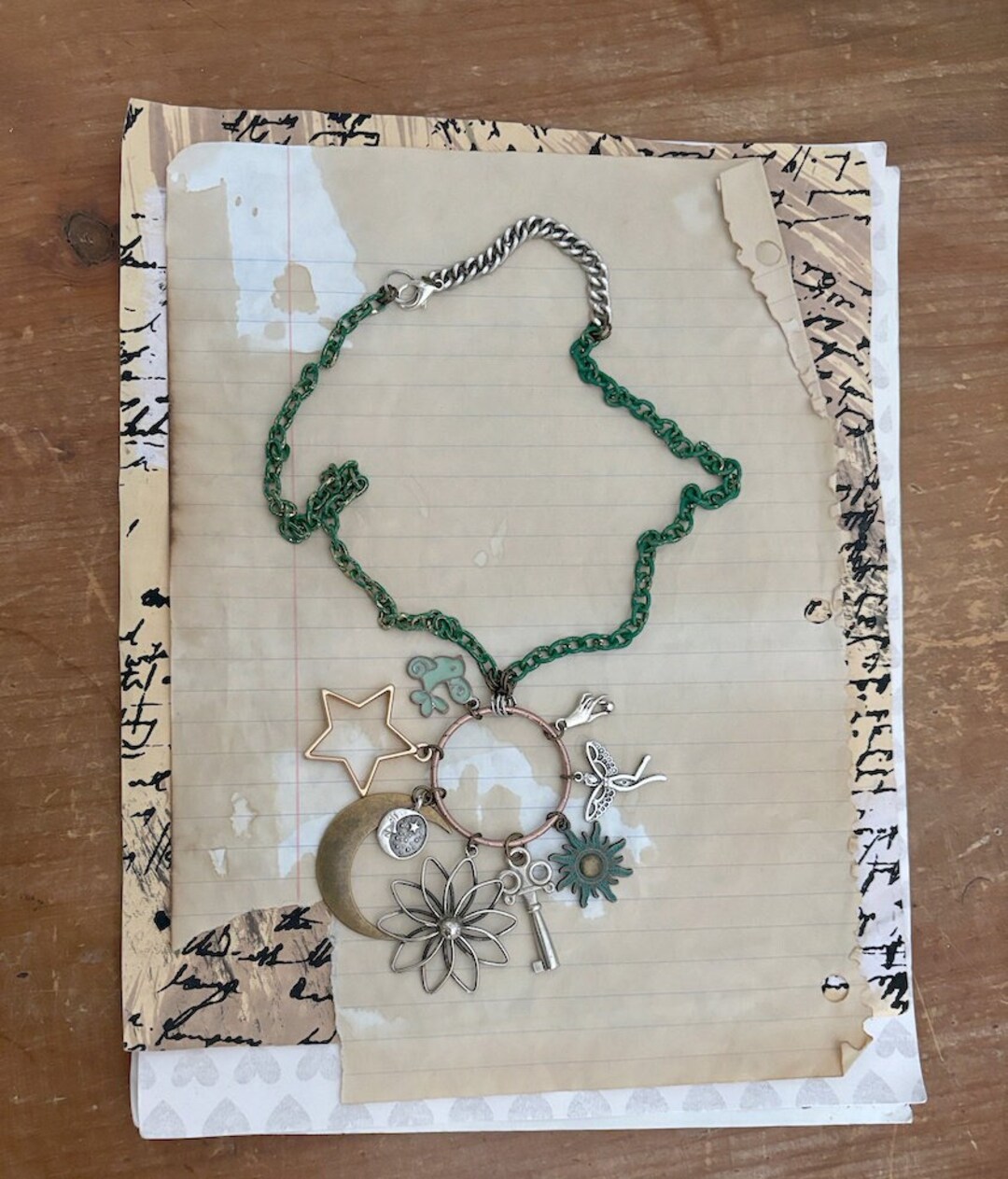 Upcycled Charm Necklace Mixed Charms Statement Bold Boho - Etsy