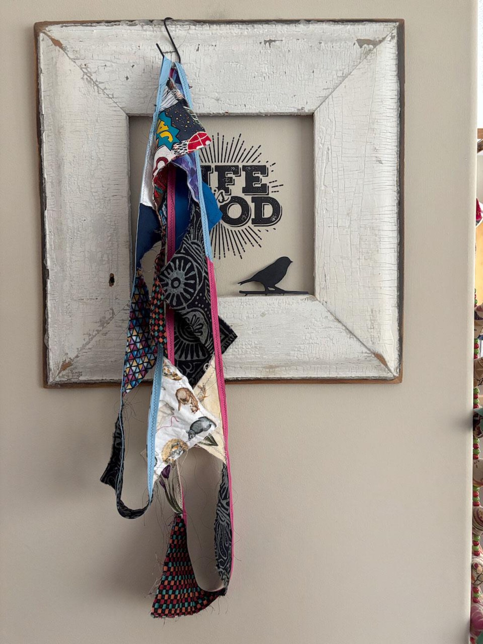 Handmade Scrappy Fabric Flag Bunting Scrappy Scrap Fabric Repurposed ...