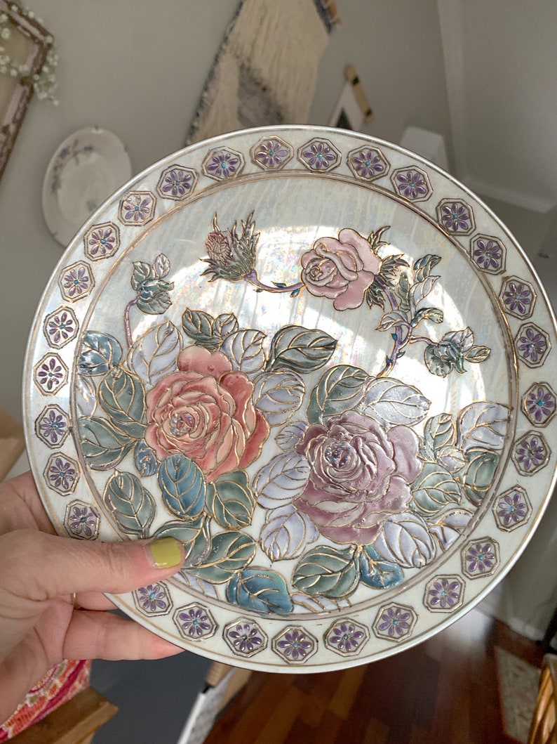 Vintage Decorative Plates Toyo Painted Roses Ardart Occupied - Etsy
