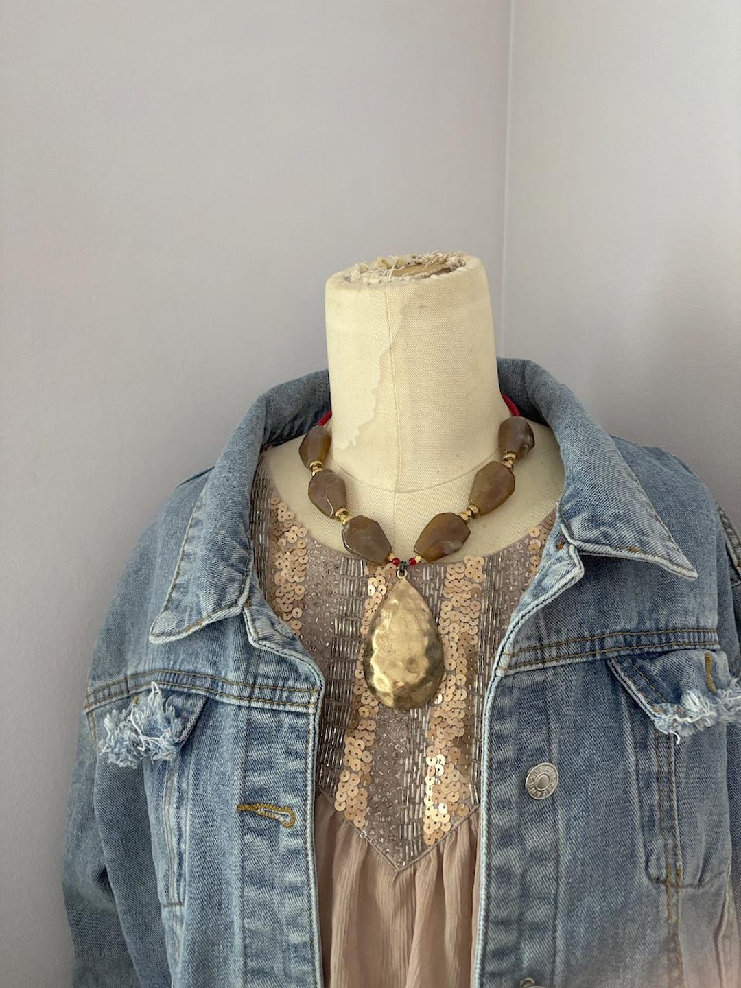 Handmade Upcycled Necklace Gemstone Repurposed Jewelry Boho Hippie - Etsy