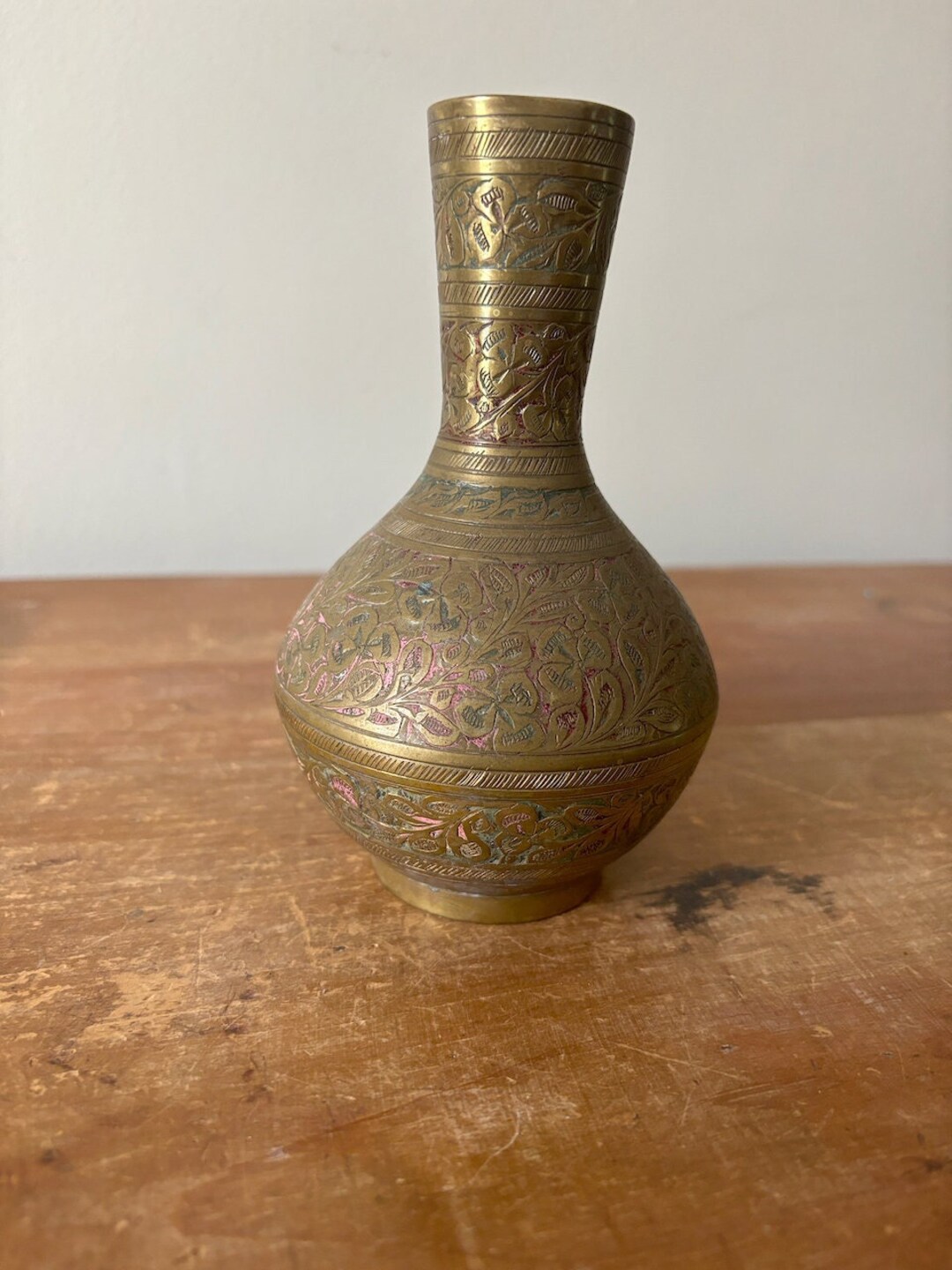Vintage Brass Etched Vase Small Boho Hippie Bohemian Style - Etsy