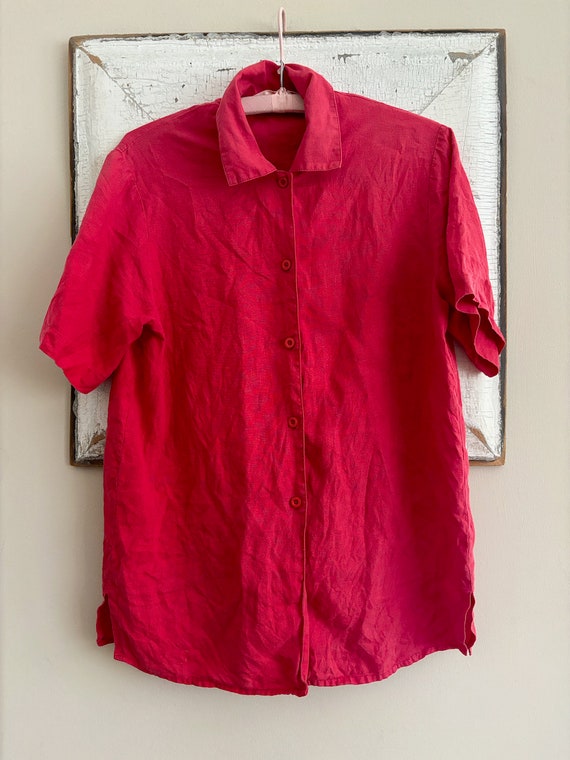 Rare! vintage 100% red lined Ken Done button up shirt… - Gem