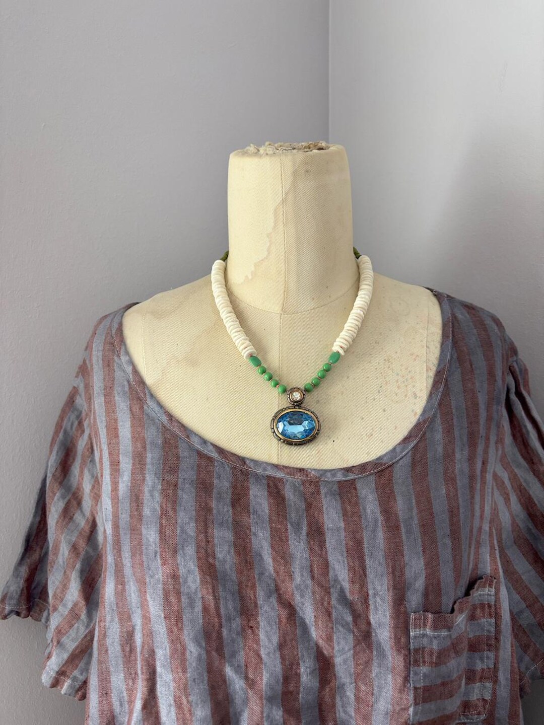 Handmade Upcycled Pendant Necklace Sparkly Statement Puka Shells ...