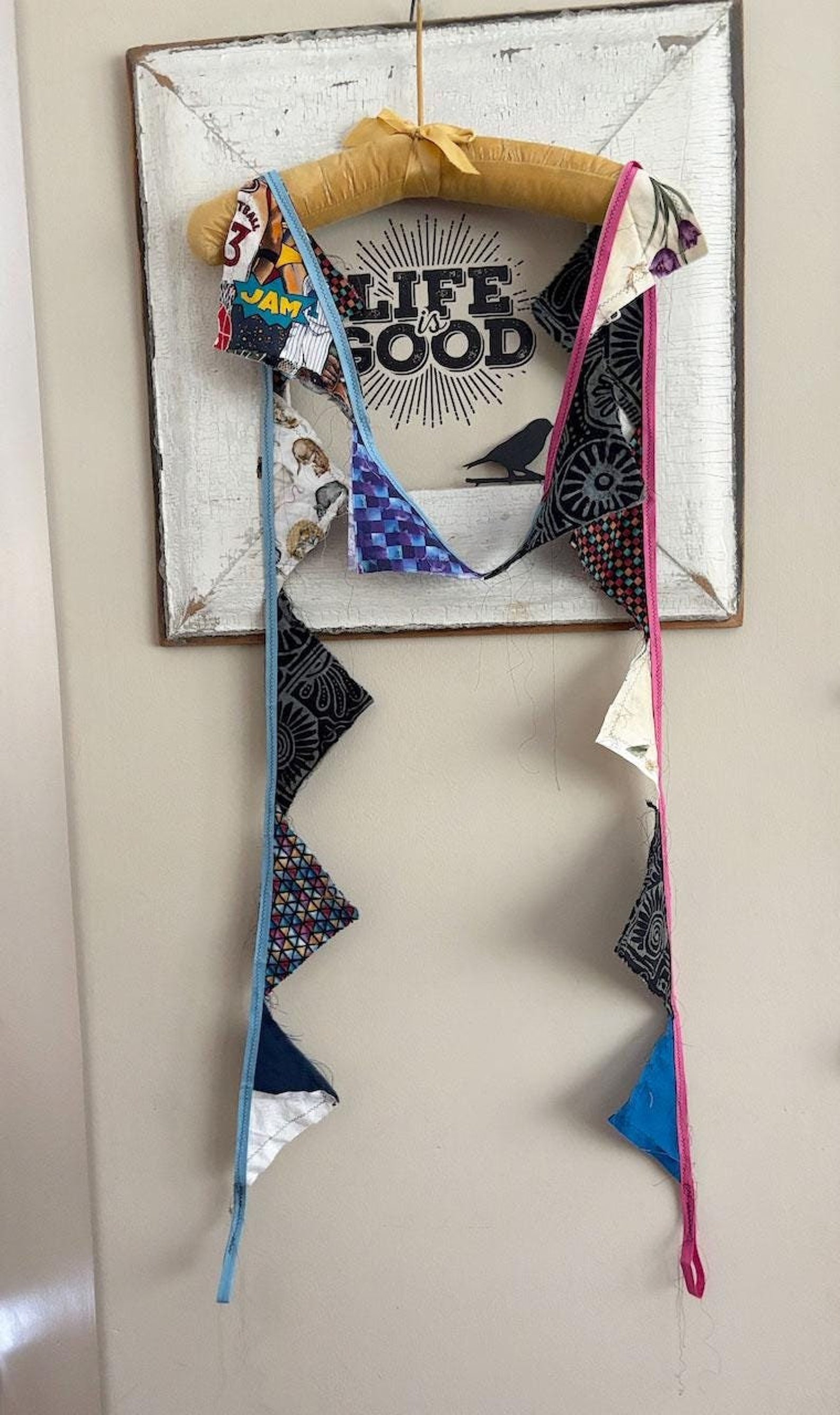 Handmade Scrappy Fabric Flag Bunting Scrappy Scrap Fabric Repurposed ...