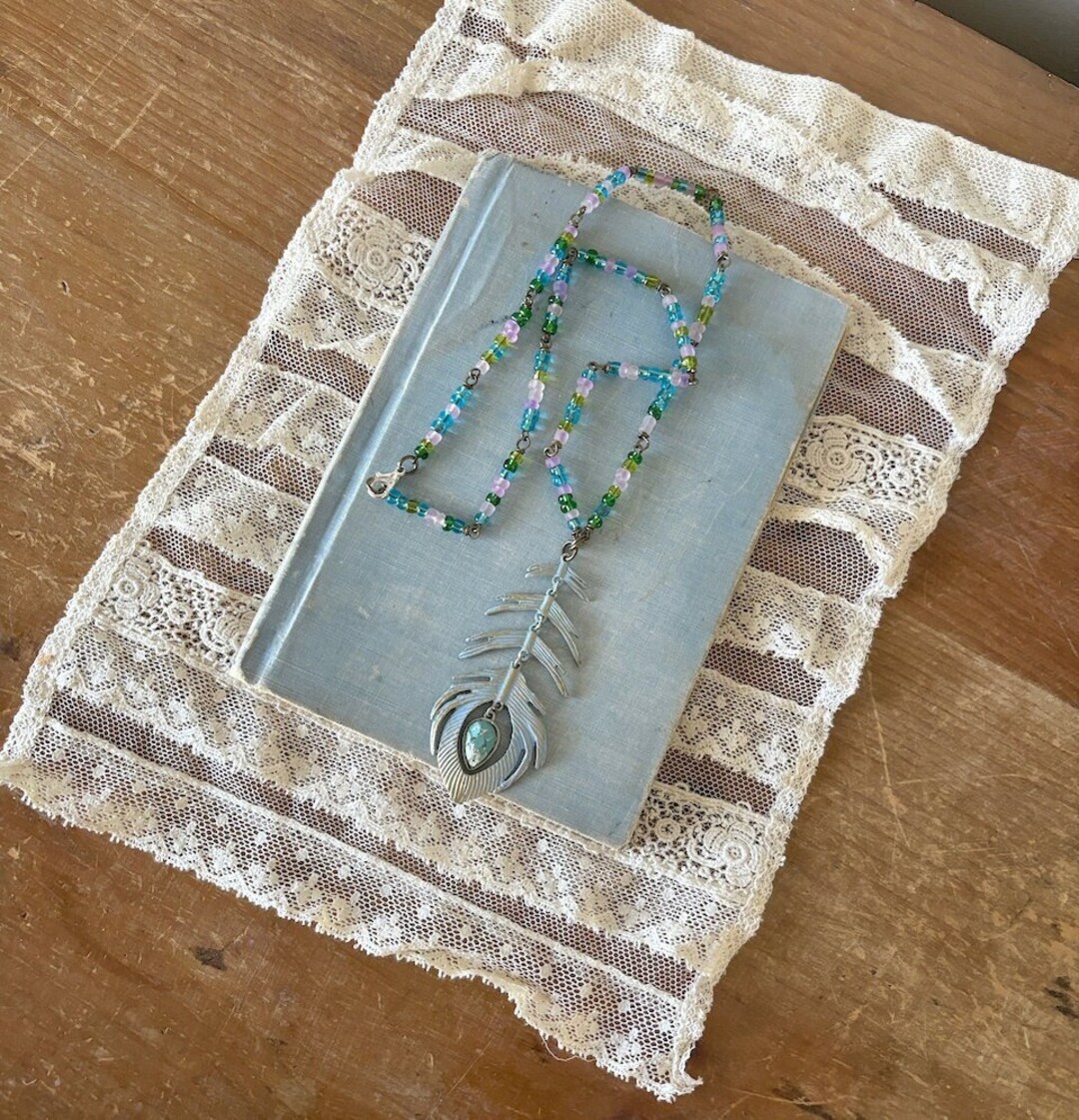 Upcycled Necklace Repurposed Jewelry Painted Altered Feather Pendant ...