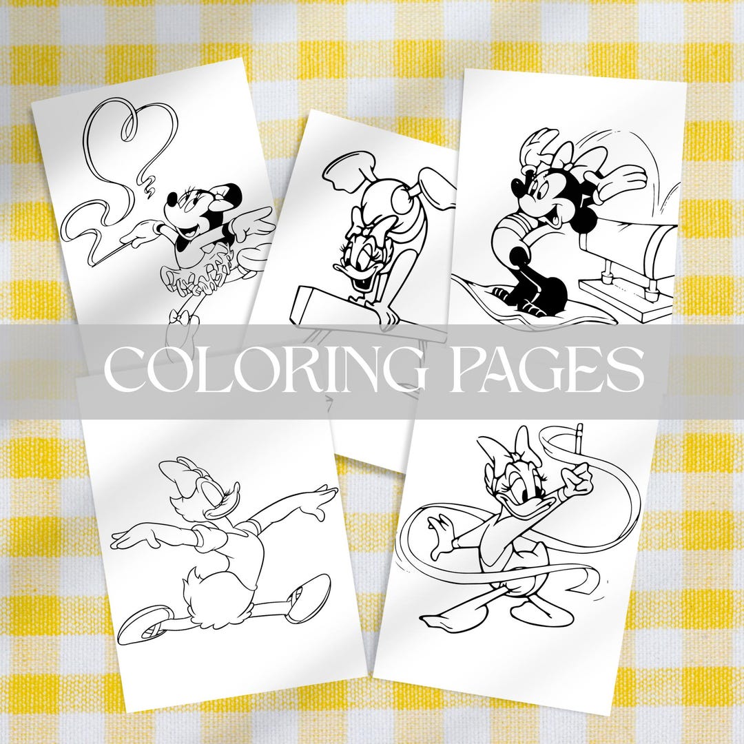 Minnie Mouse and Daisy Duck Rhythmic Gymnastics Coloring Pages, Gymnast ...