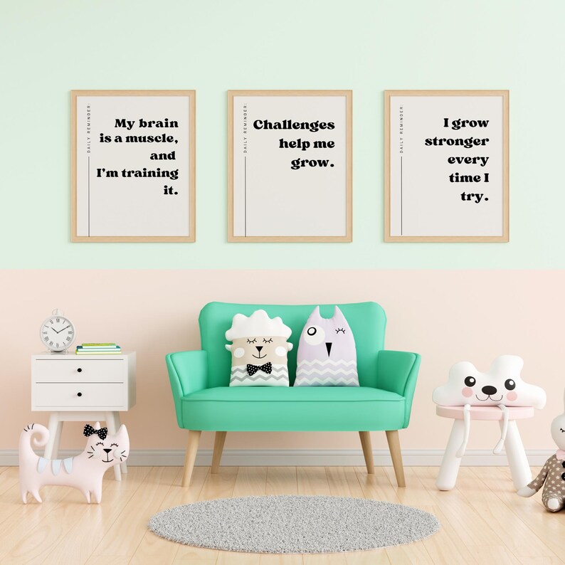 Growth Mindset Quotes Posters for Kids, Minimalist Inspirational ...