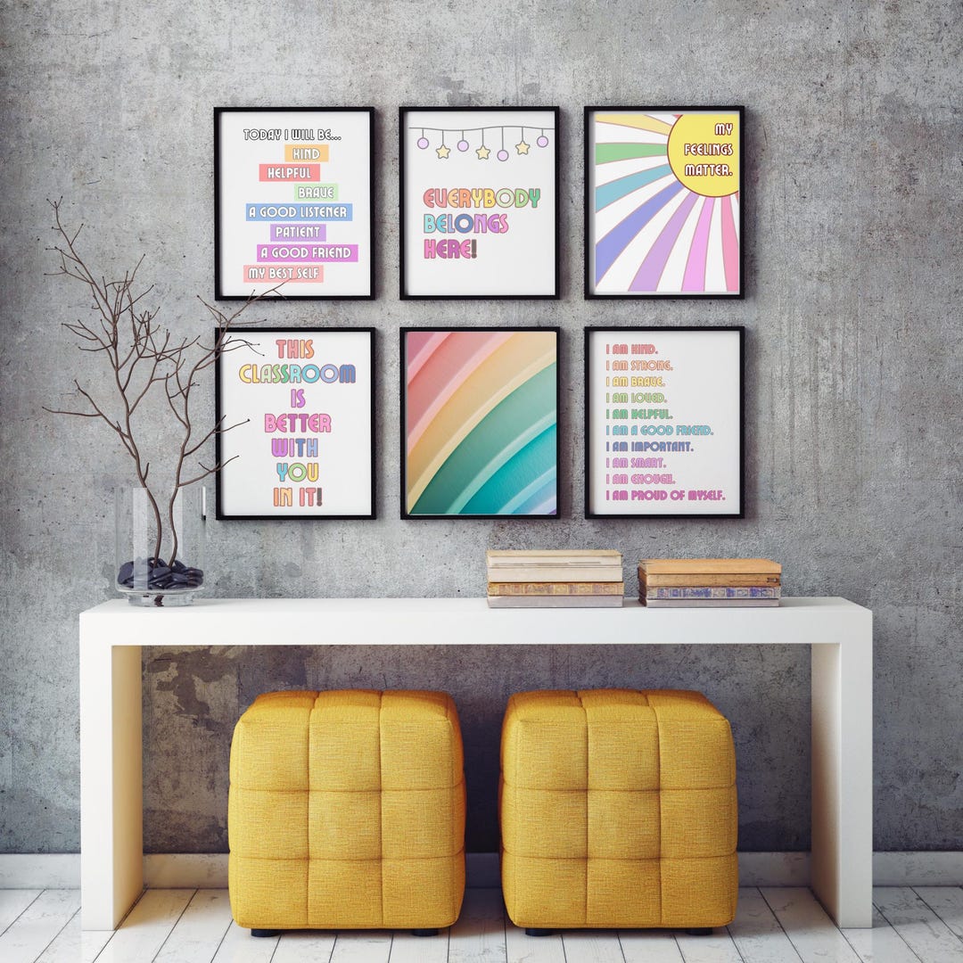 Rainbow Affirmations Posters for Kids, 5 Printable Social Emotional ...