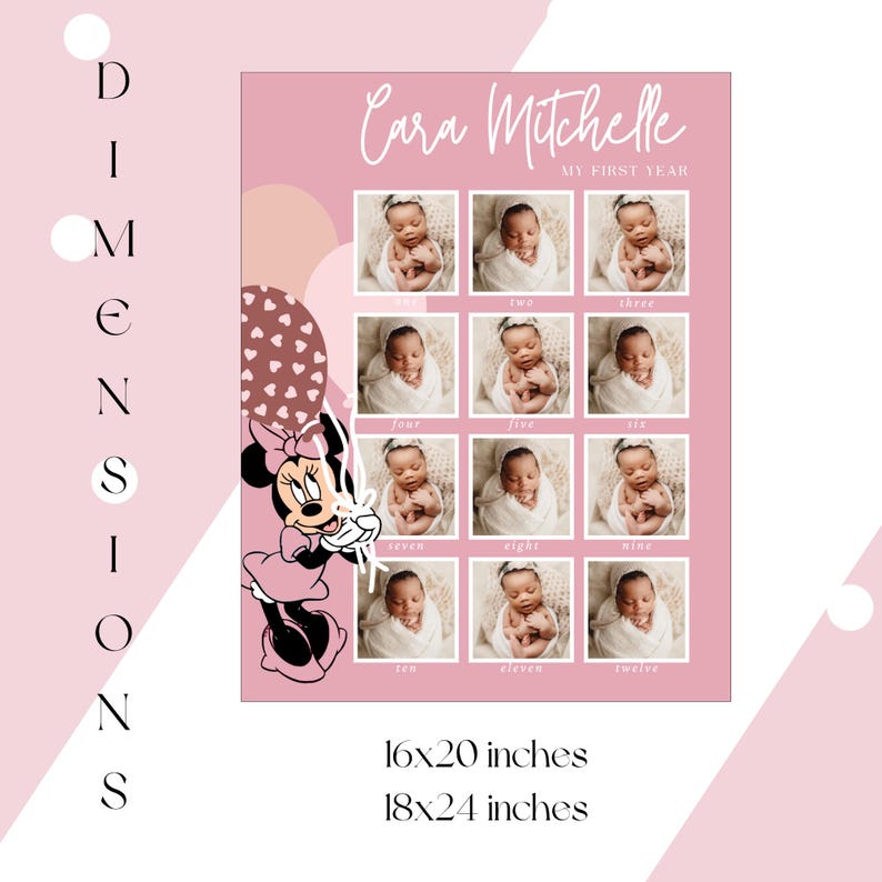 Minnie Mouse Themed Milestone Poster for First Birthday, Oh My Oh Gee ...