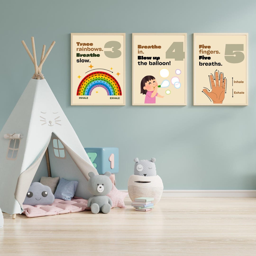 Breathing Techniques Chart for Kids, Printable Mindfulness Posters ...