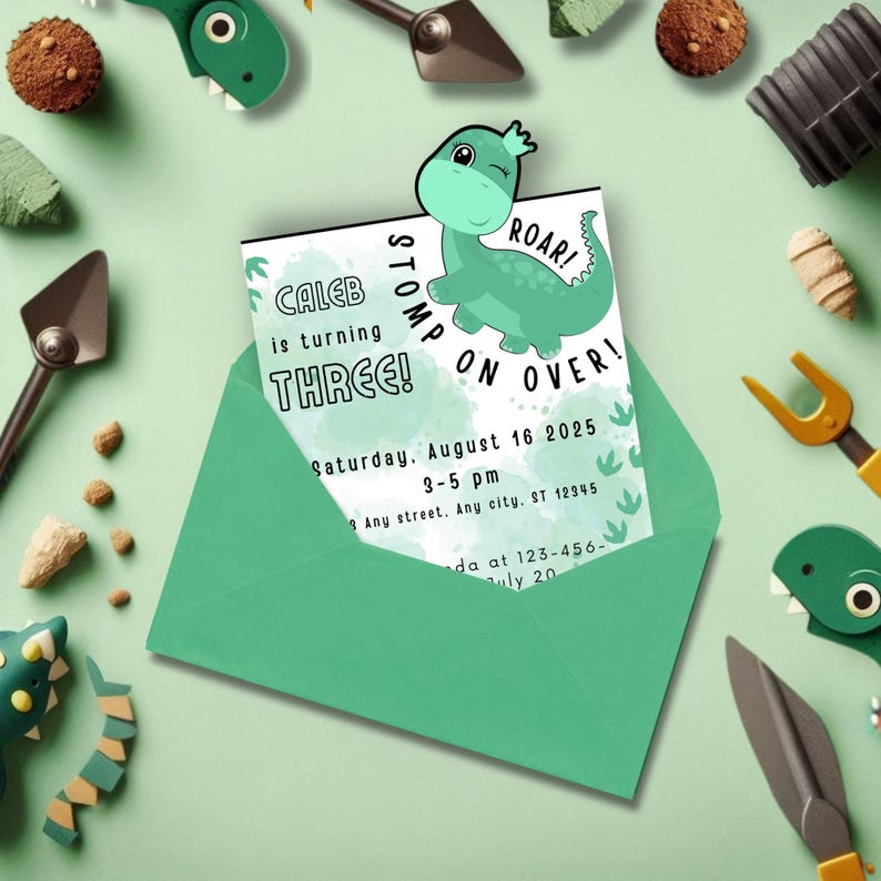 Diplodocus Dinosaur Birthday Invitation, Editable Dino Party Invite ...