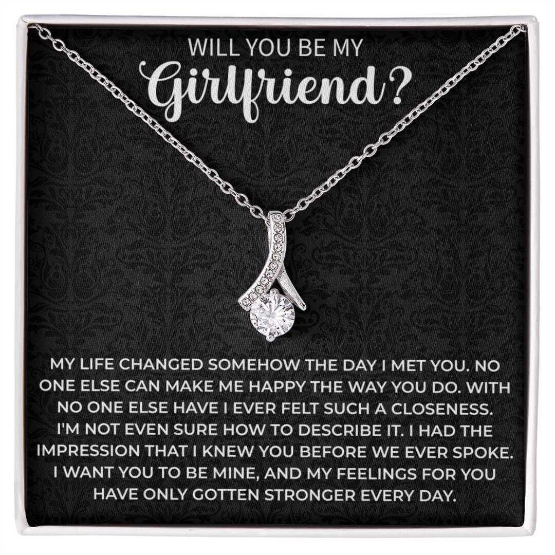 Proposal Necklace: Cubic Zirconia Ribbon Pendant, Girlfriend Gift - Etsy