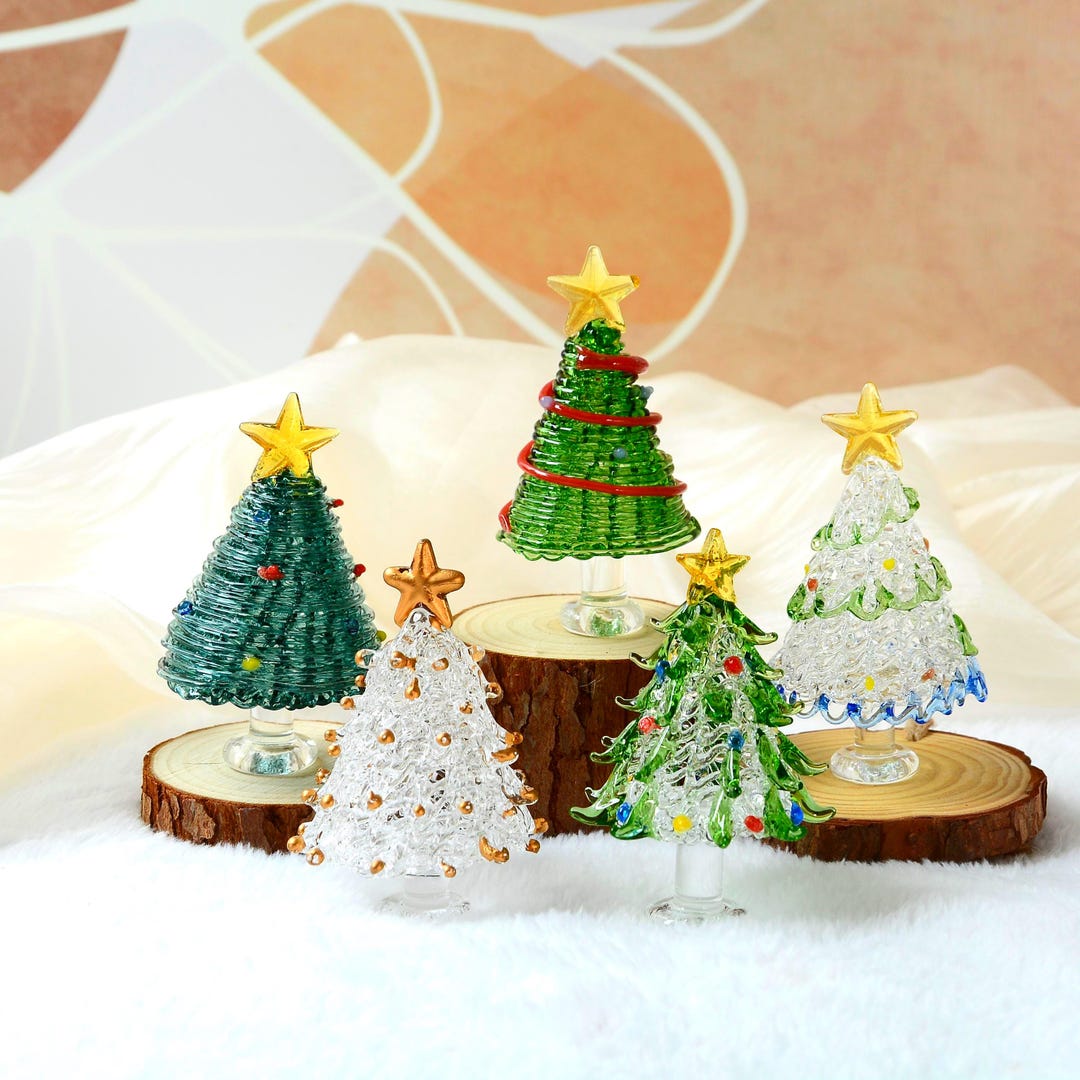 Handmade Mini Glass Tree, Stained Glass Tree, Glass Christmas Tree ...