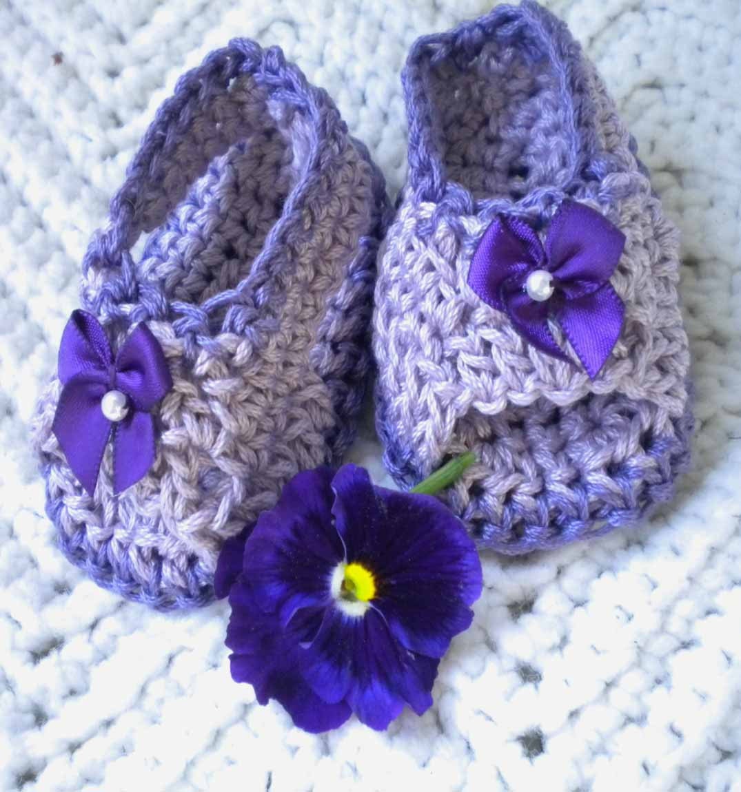 Crocheted Violet Plum Sandals 0 3 Mo. - Etsy