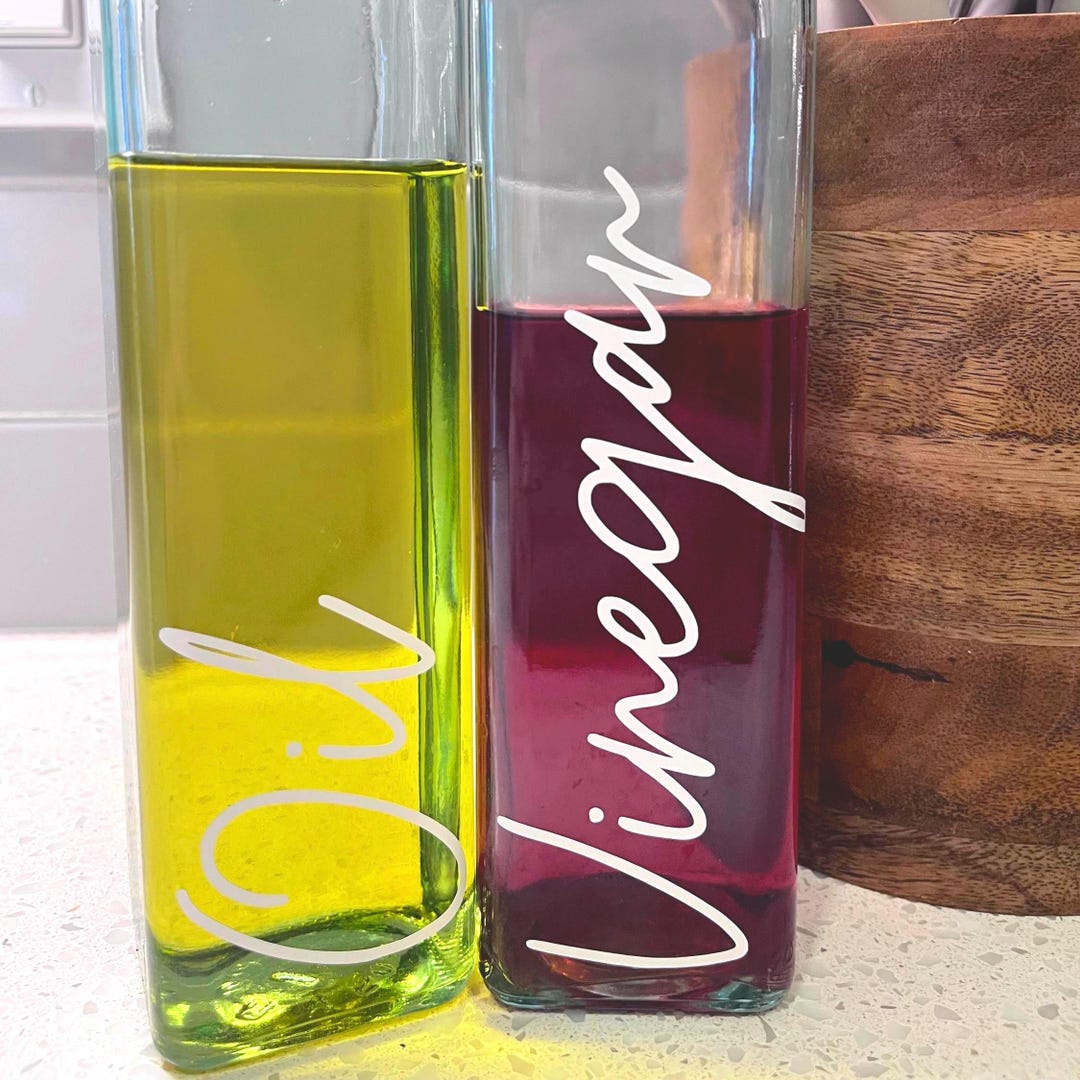 Customized Oil & Vinegar Bottles – Personalized With Permanent Vinyl ...