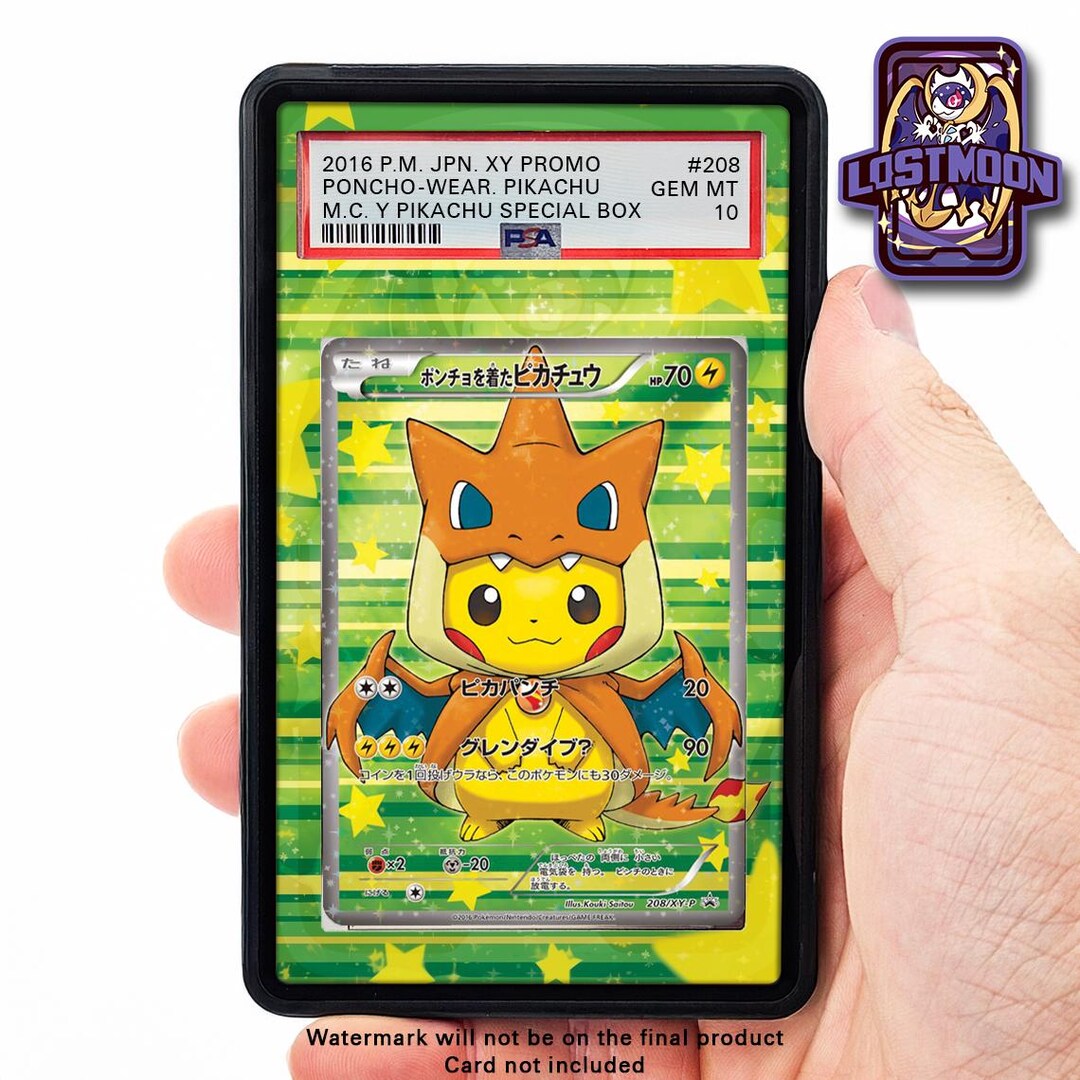 Mega Charizard Y Poncho Wearing Pikachu Promo Display Case | Custom ...