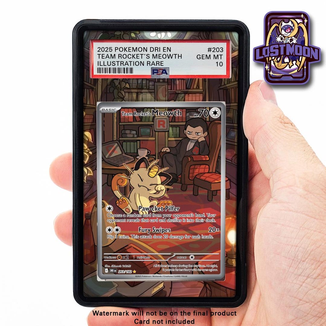Team Rocket's Meowth Custom Pokémon Slab Display Art Insert - Etsy