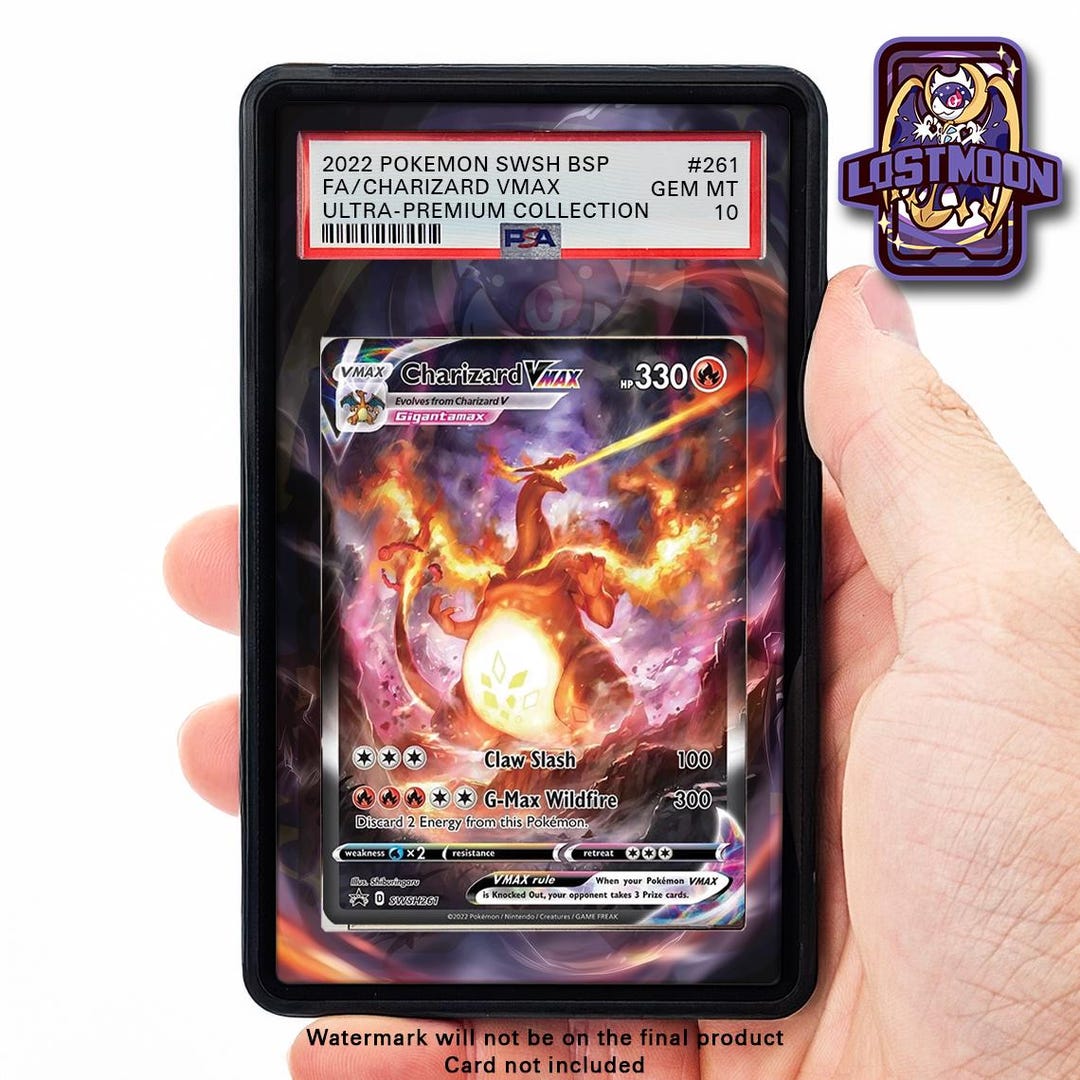 Charizard VMAX Custom Pokémon Slab Display Art Insert - Etsy