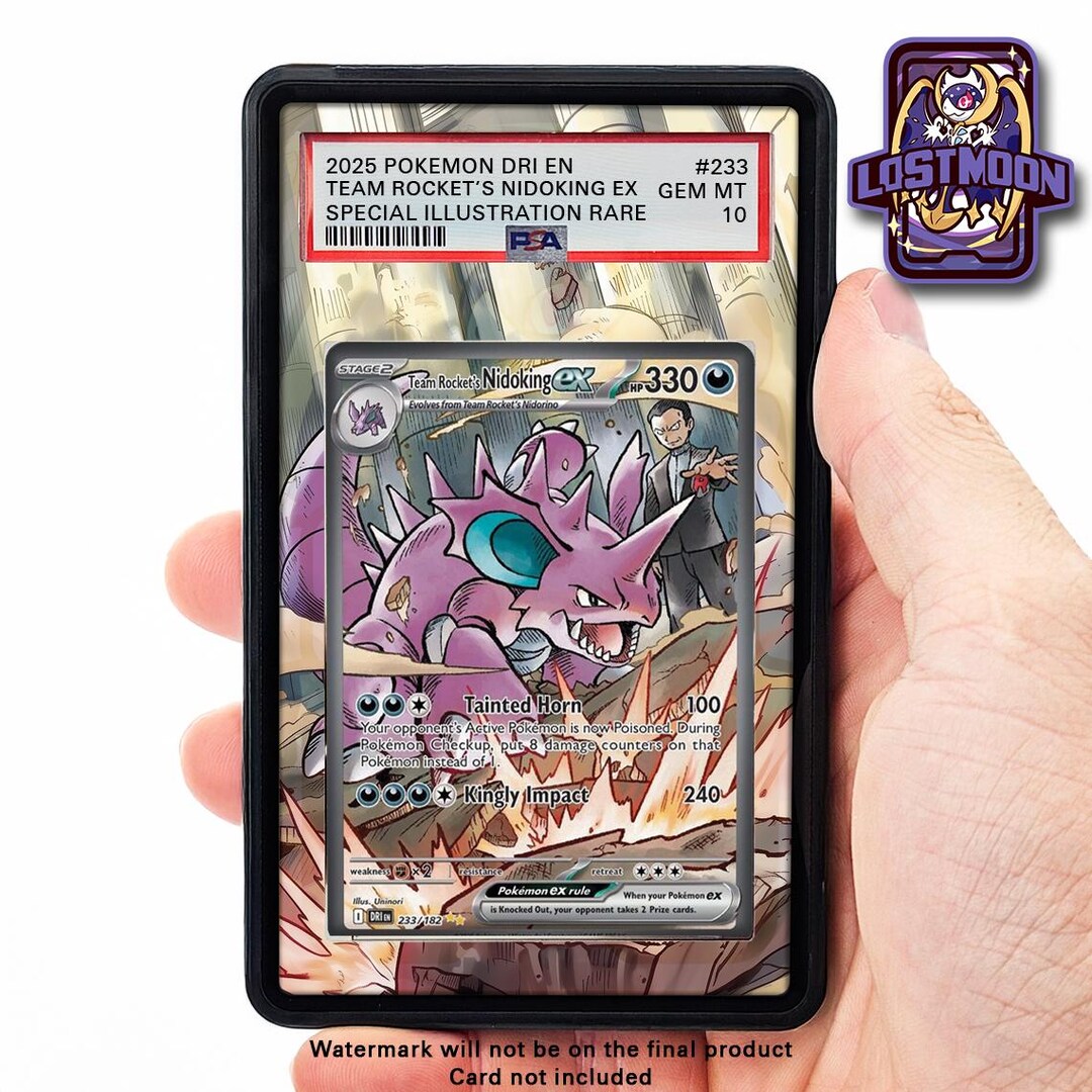 Team Rocket's Nidoking Custom Pokémon Slab Display Art Insert - Etsy