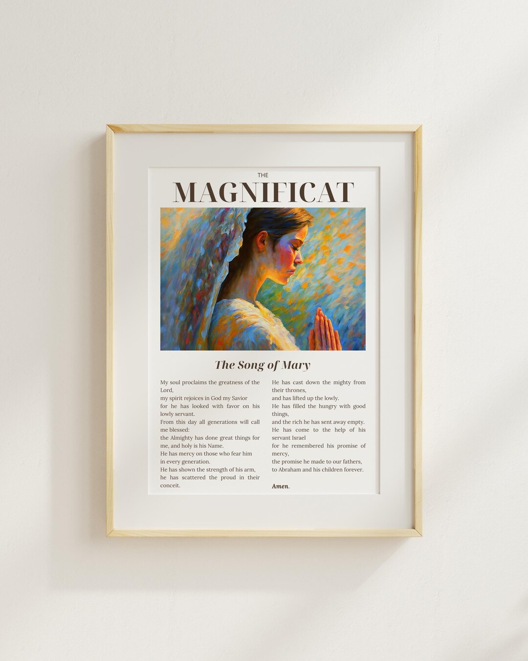 Magnificat Prayer Art Print | Mary's Song Wall Art | Catholic Christian ...