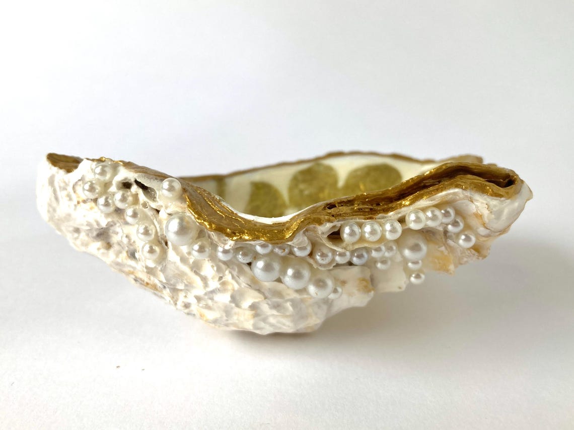 Gilded Muse No. 1 — Oyster Shell Jewelry Dish - Etsy