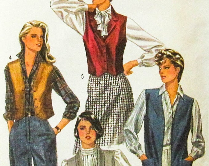 Vintage 80s Sewing Pattern Womens Size 16 UNCUT Simplicity 6621 Vest - Etsy