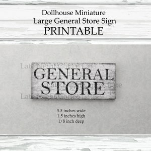 Dollhouse Miniature PRINTABLE Large General Store Sign Wall Art Cottage ...