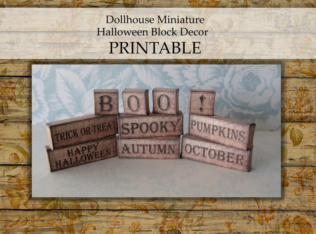 Dollhouse Miniature PRINTABLE Halloween Block Decor 1:12 Scale Instant ...