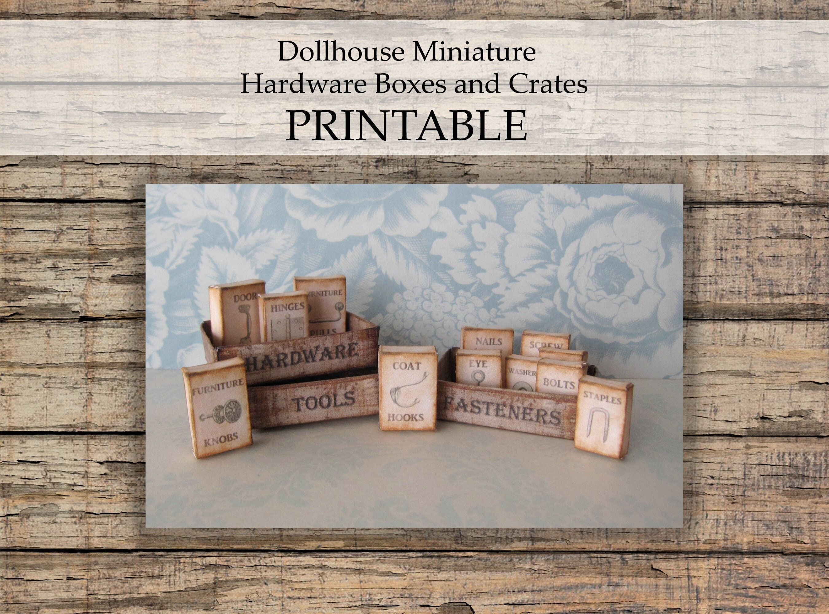 Dollhouse Miniature Hardware Boxes & Crates PRINTABLE Craft Mini Tool ...