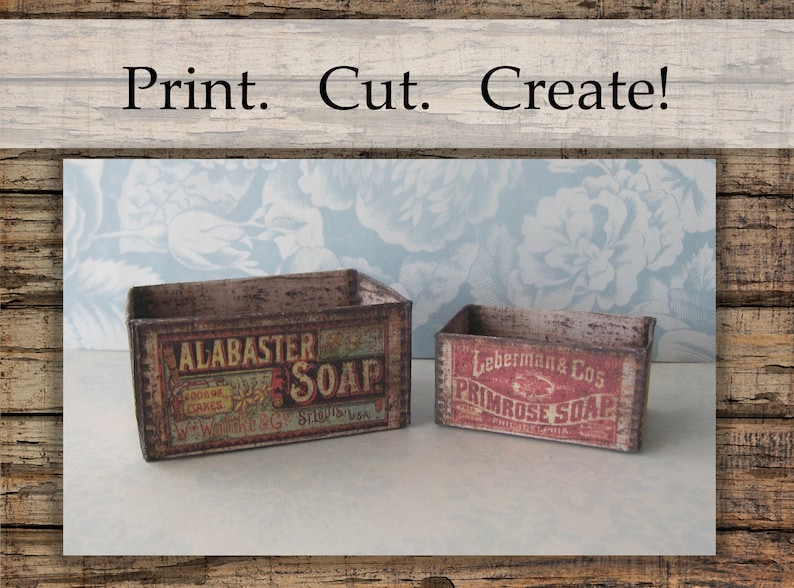 Dollhouse Miniature PRINTABLE Soap Crates Rustic Farmhouse Kitchen ...