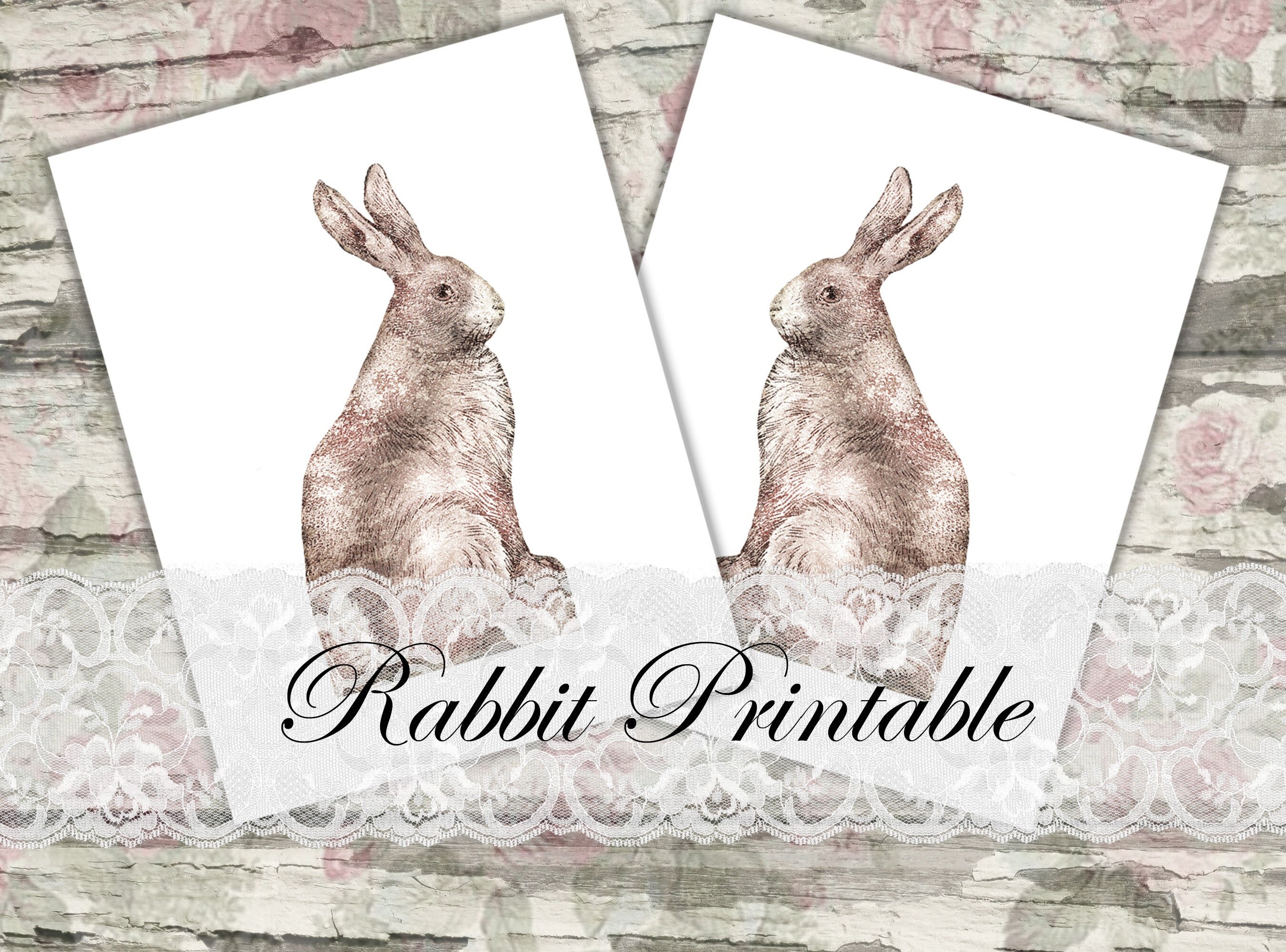 Rabbit Printable for Cards Journals Craftsside Viewssmall Medium Large ...