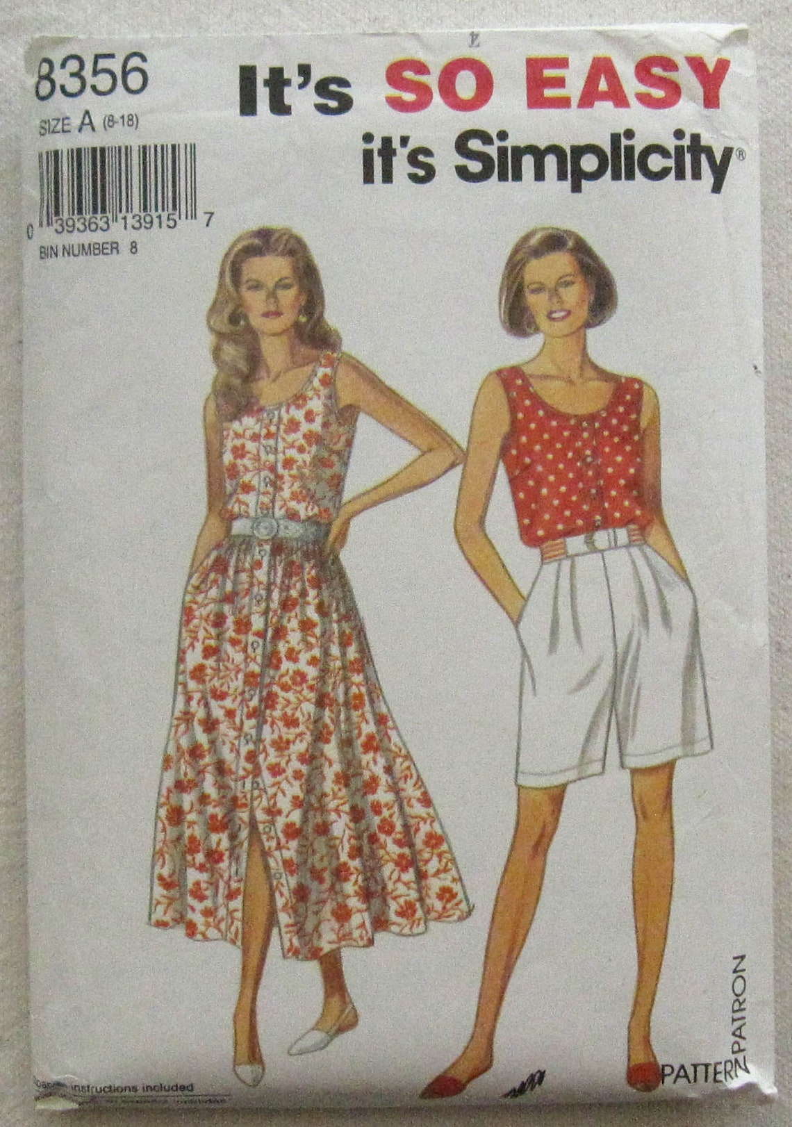 Simplicity Sewing Pattern UNCUT 8356 UNCUT Size 8-18 Top Skirt | Etsy