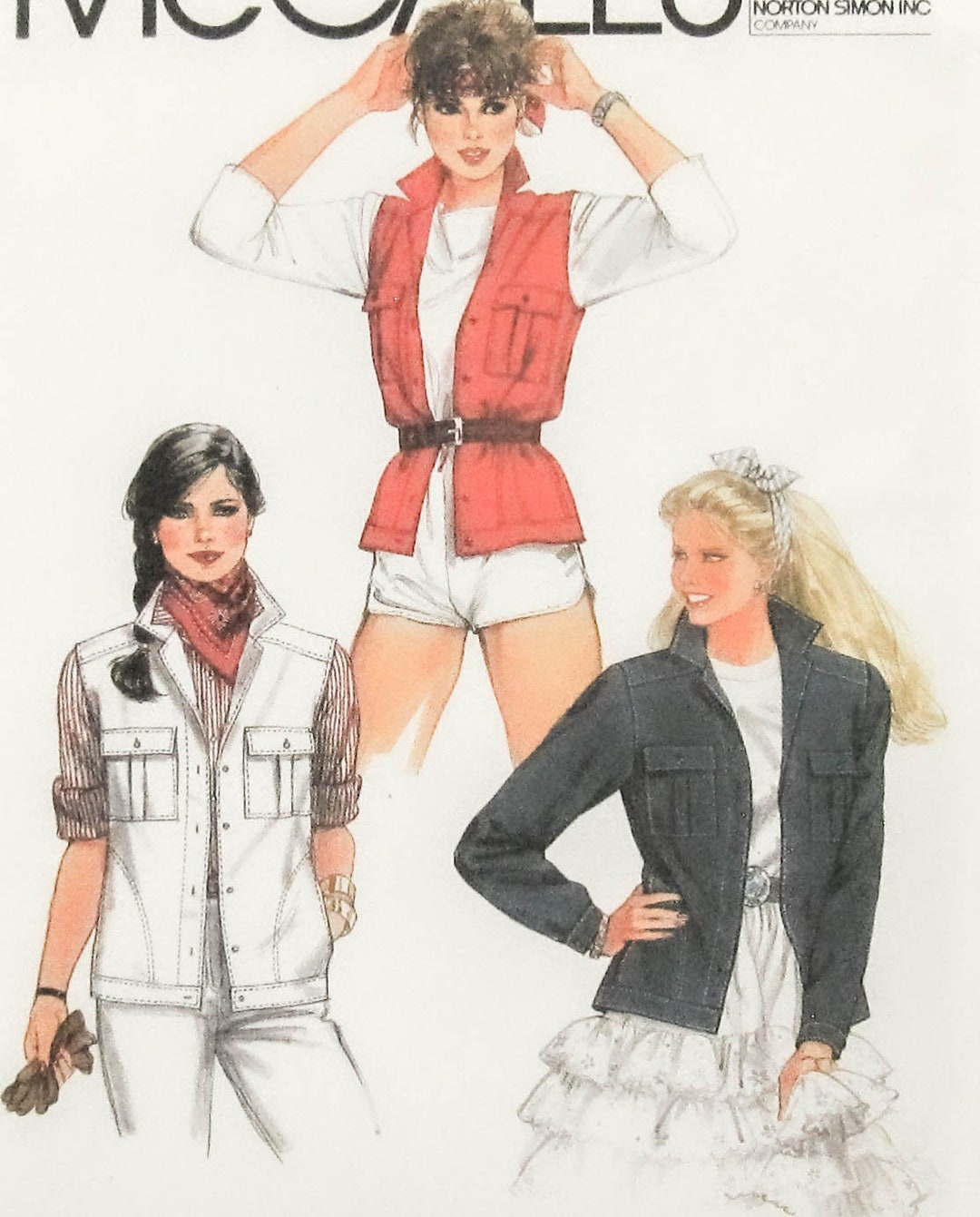 80s Jacket Vest Sewing Pattern UNCUT Mccalls 7933 Womens Size 10 Womens ...