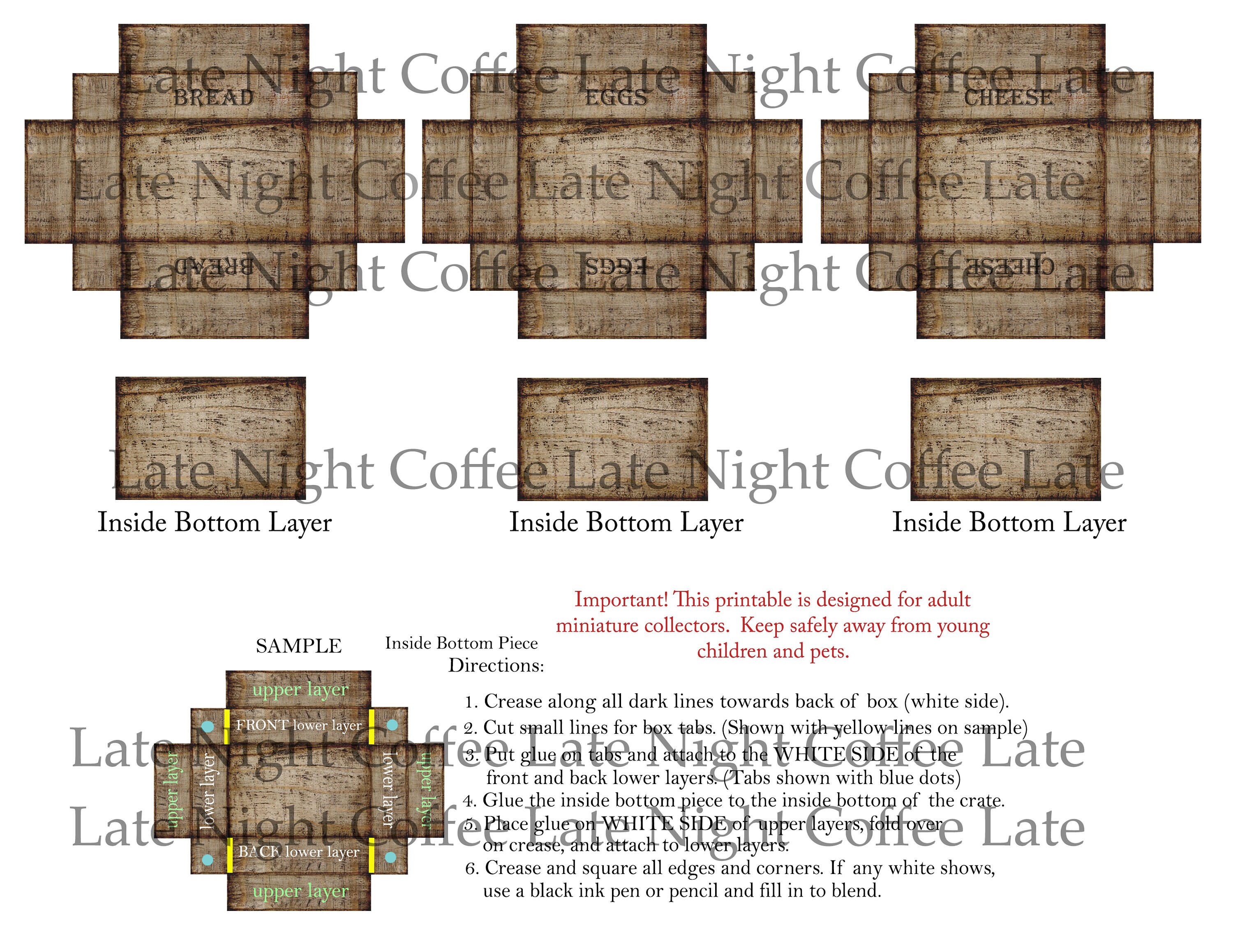 Dollhouse Miniature Crates PRINTABLE General Store Market Farmhouse ...