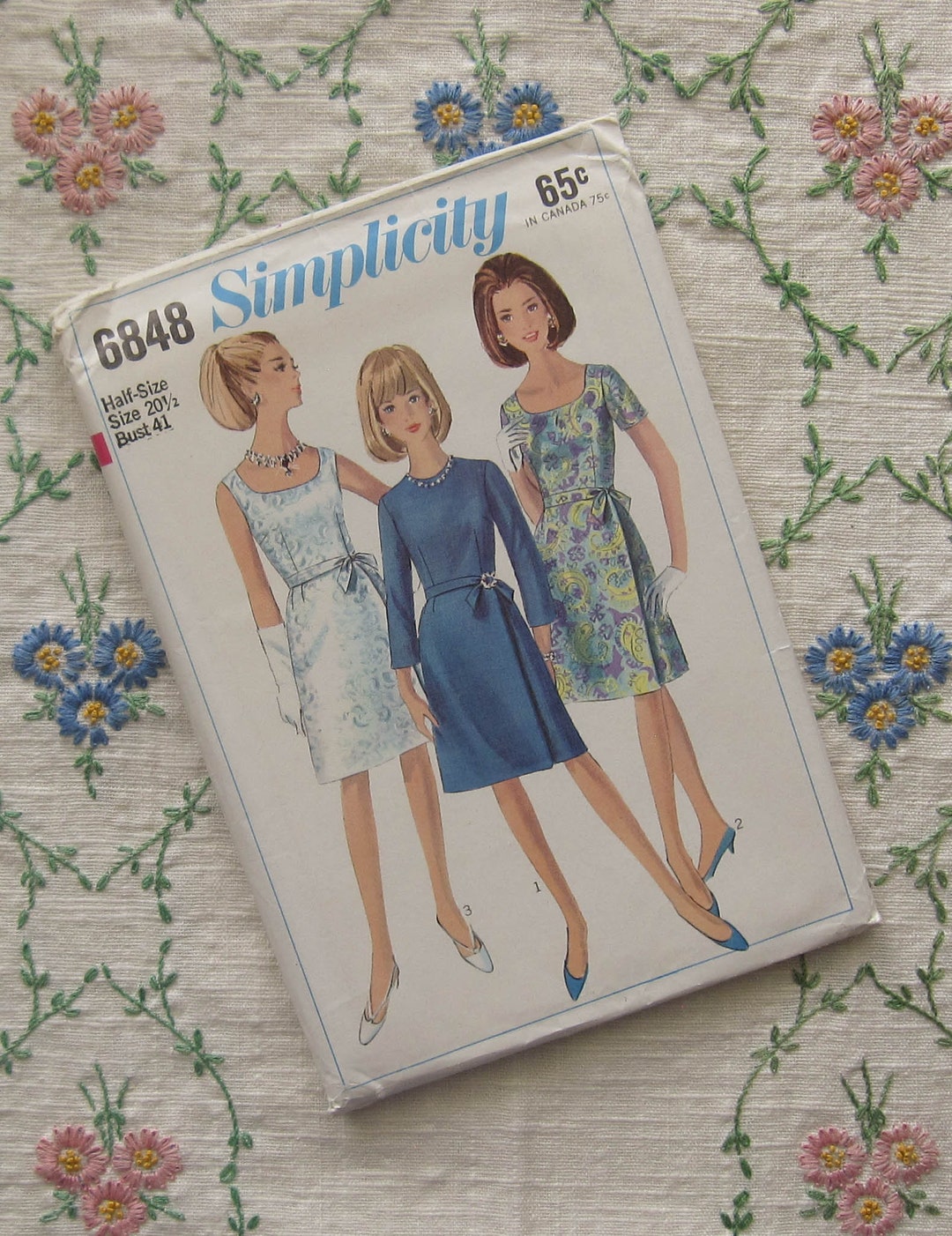 Vintage 60s Sewing Pattern UNCUT Simplicity 6848 Womens Size 20.5 Half ...