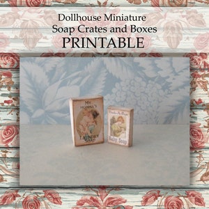 Dollhouse Miniature PRINTABLE Crates Cottage Farmhouse Laundry Bathroom ...