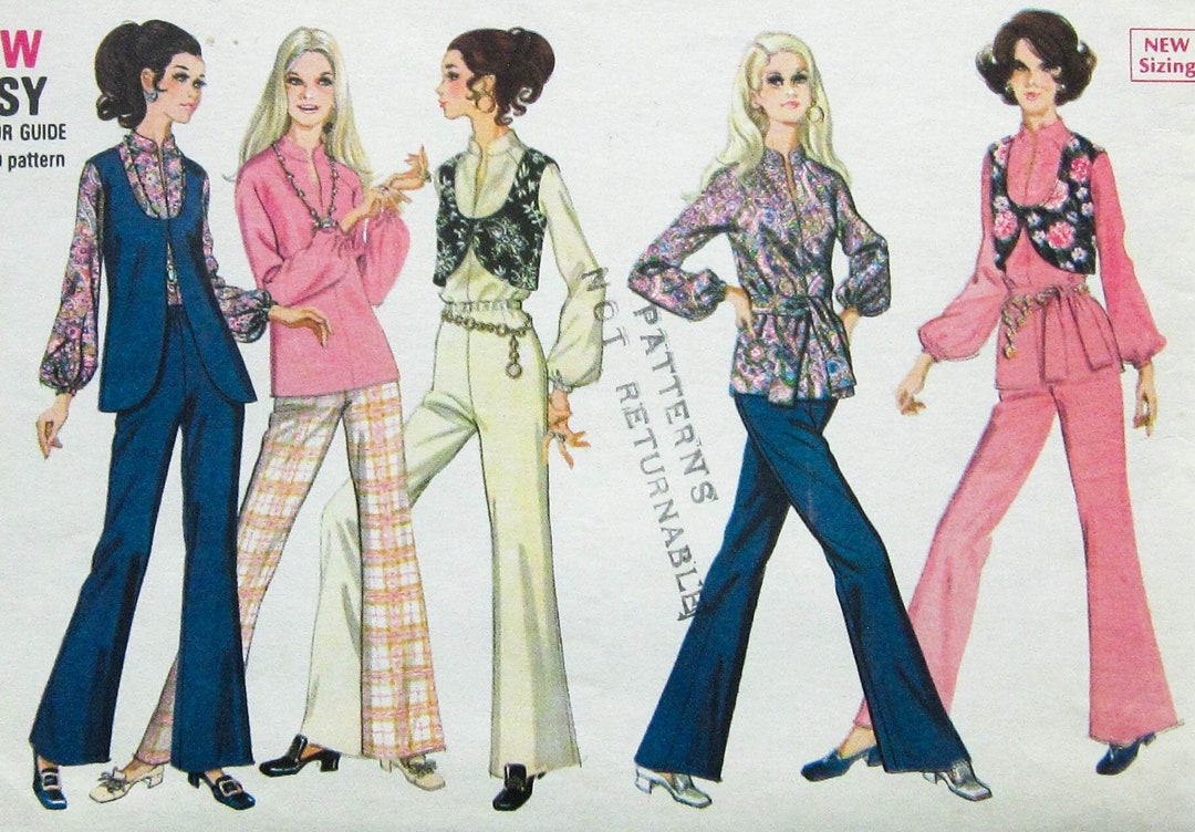 Vintage Sewing Pattern UNCUT Mccalls 9689 Size 12 Blouse Vest Pants - Etsy