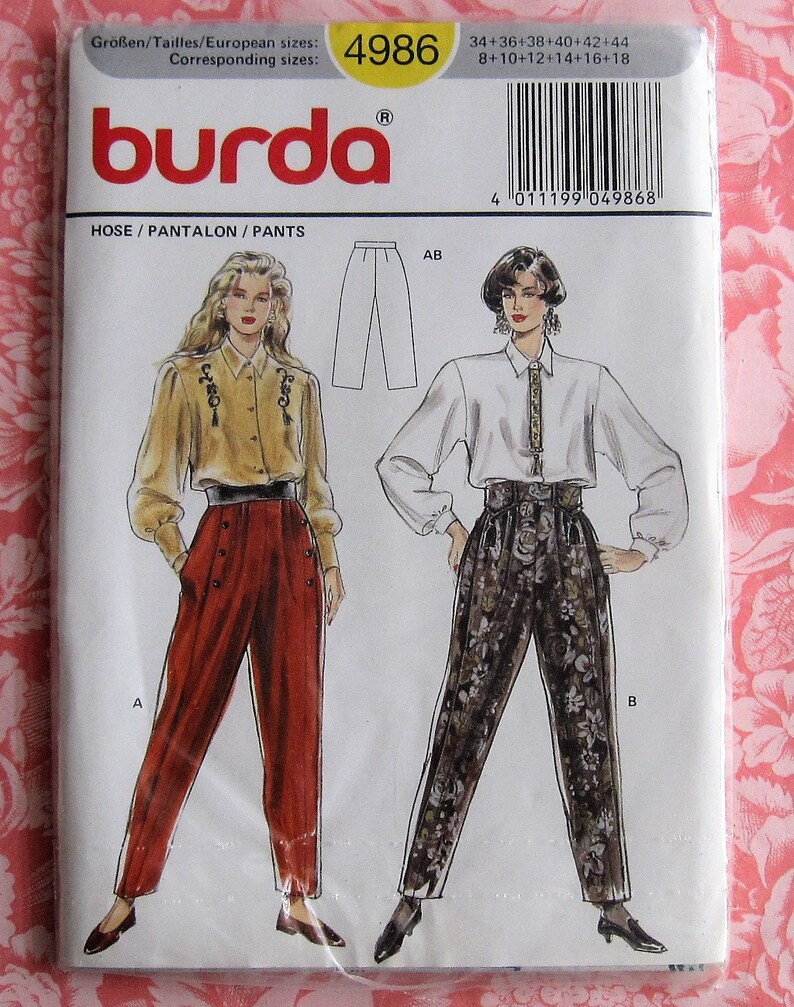 Pants Sewing Pattern UNCUT Burda 4986 Sizes 8-18 | Etsy