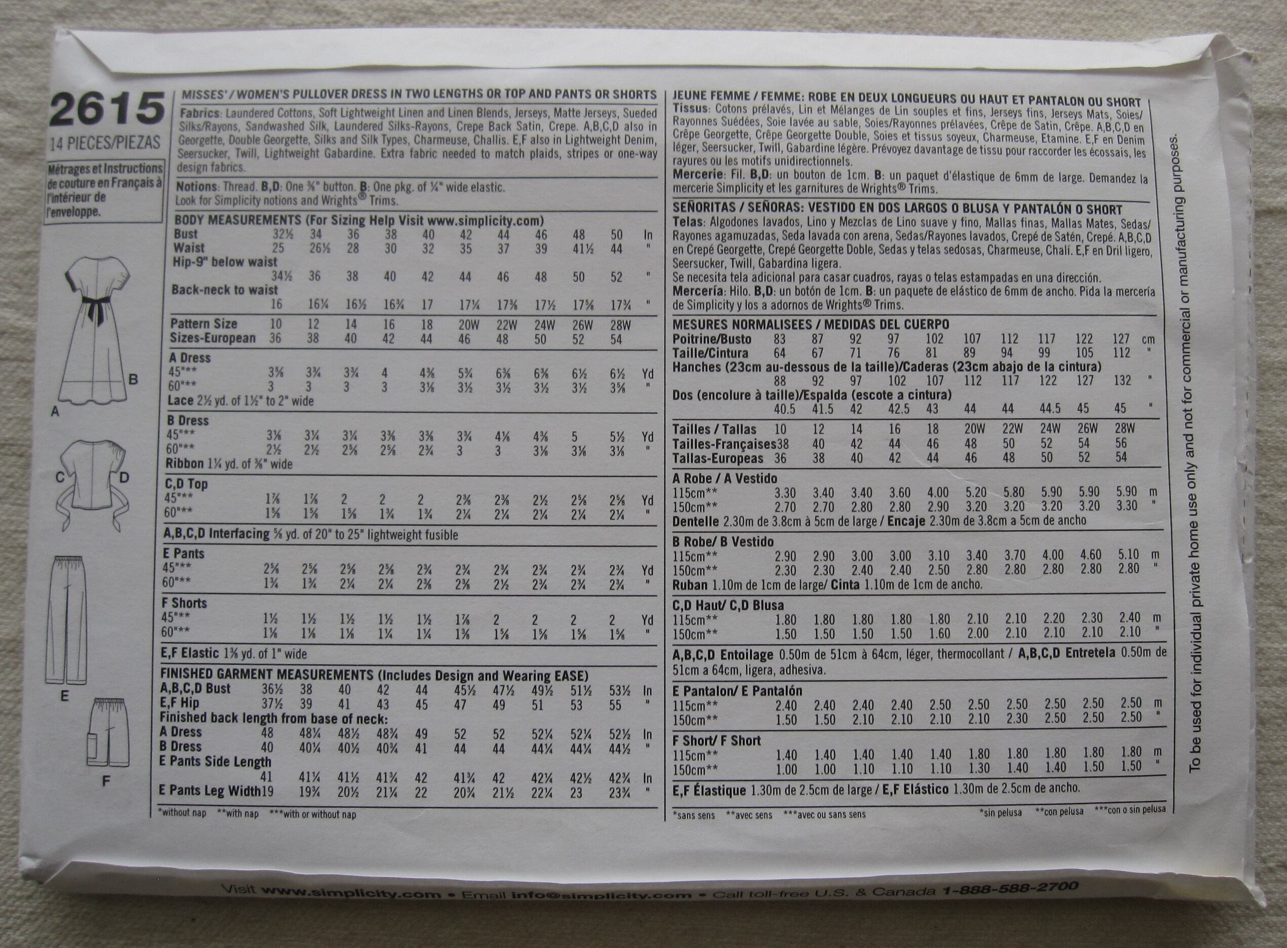 Dress Sewing Pattern UNCUT Simplicity 2615 Sizes 10-18 Pants Blouse - Etsy